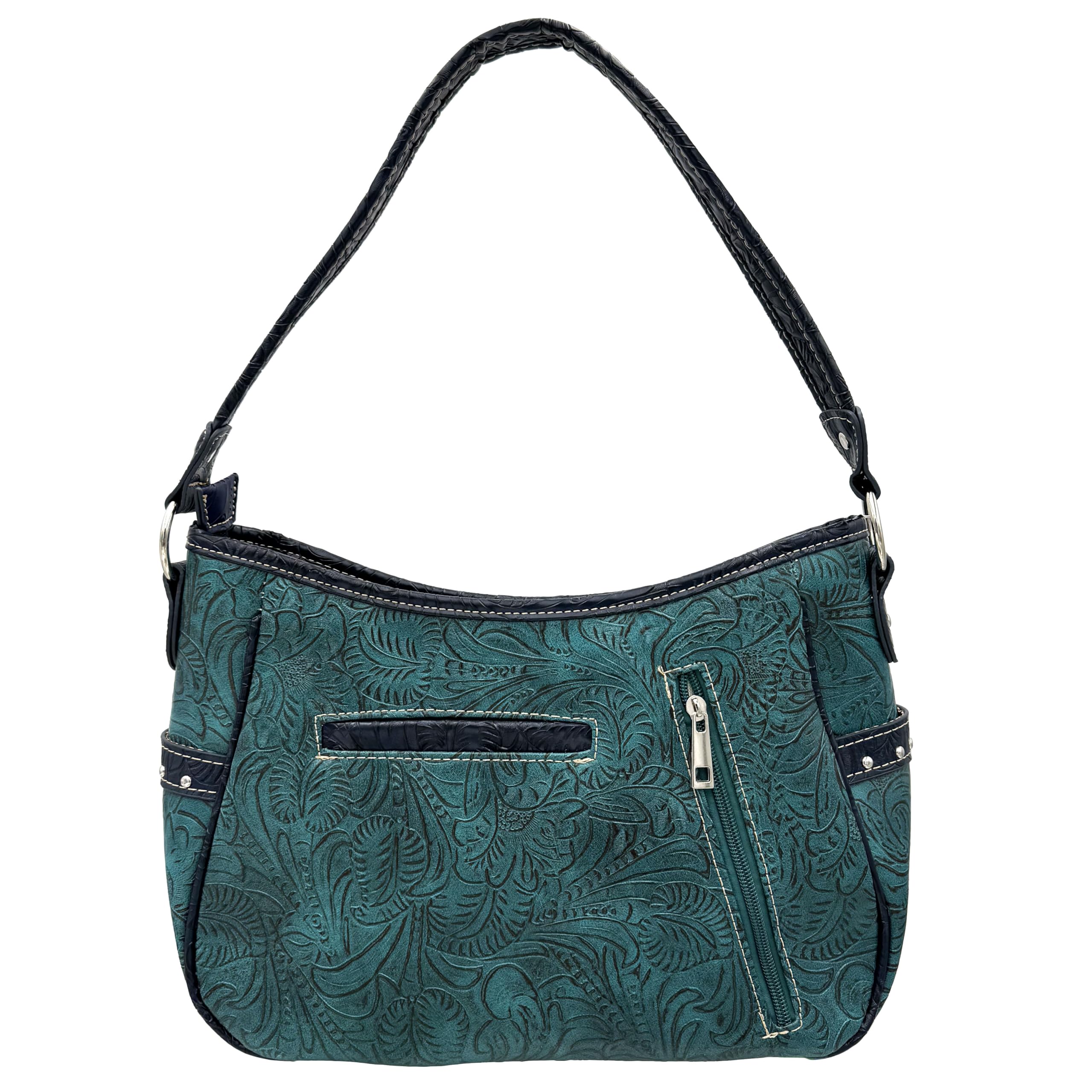 Western Floral Pu Leather Turquoise Concho Women Tote Purse Wallet Turquoise
