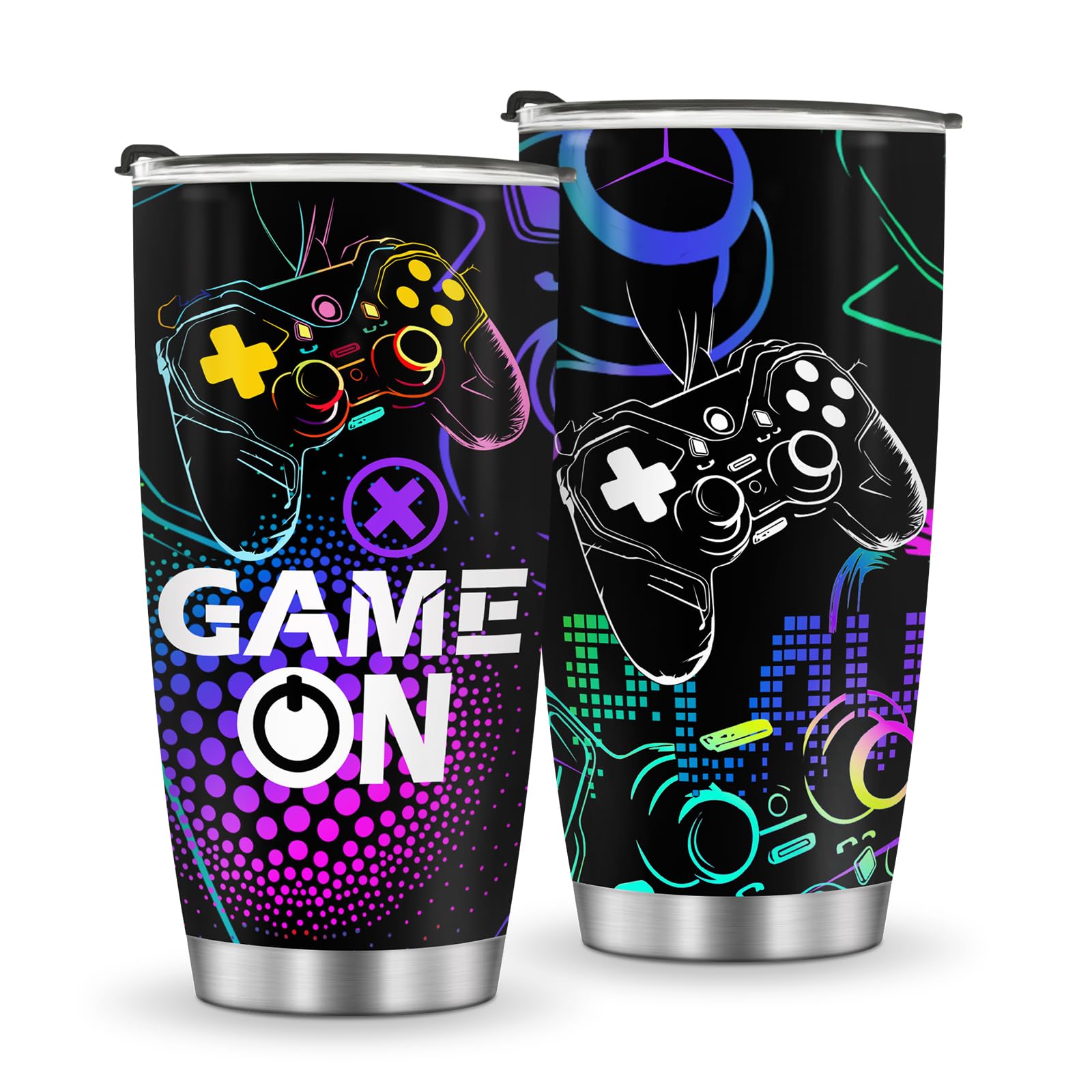 Jekeno Gamer Mug Tumbler Boys Gifts - Gaming Gamepad Presents for Kids Teens Men Son Dad Boyfriend Husband Father Easter Birthday Christmas Video Game Controller Cup 20oz Stainless Steel