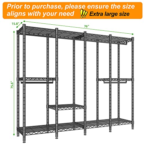 KnnJe Garment Rack Heavy Duty Clothes Rack Clothes Racks for Hanging Clothes, S60 + S8