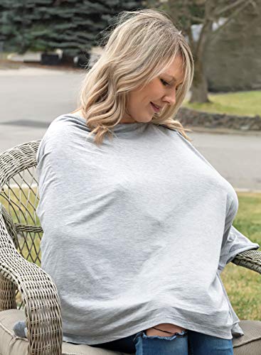 Nursing Cover for Breastfeeding - Multi Use - Nursing Blanket – Poncho Style with Buttons - Stretchy Baby Car Seat Canopy - Nursing Cover Scarf