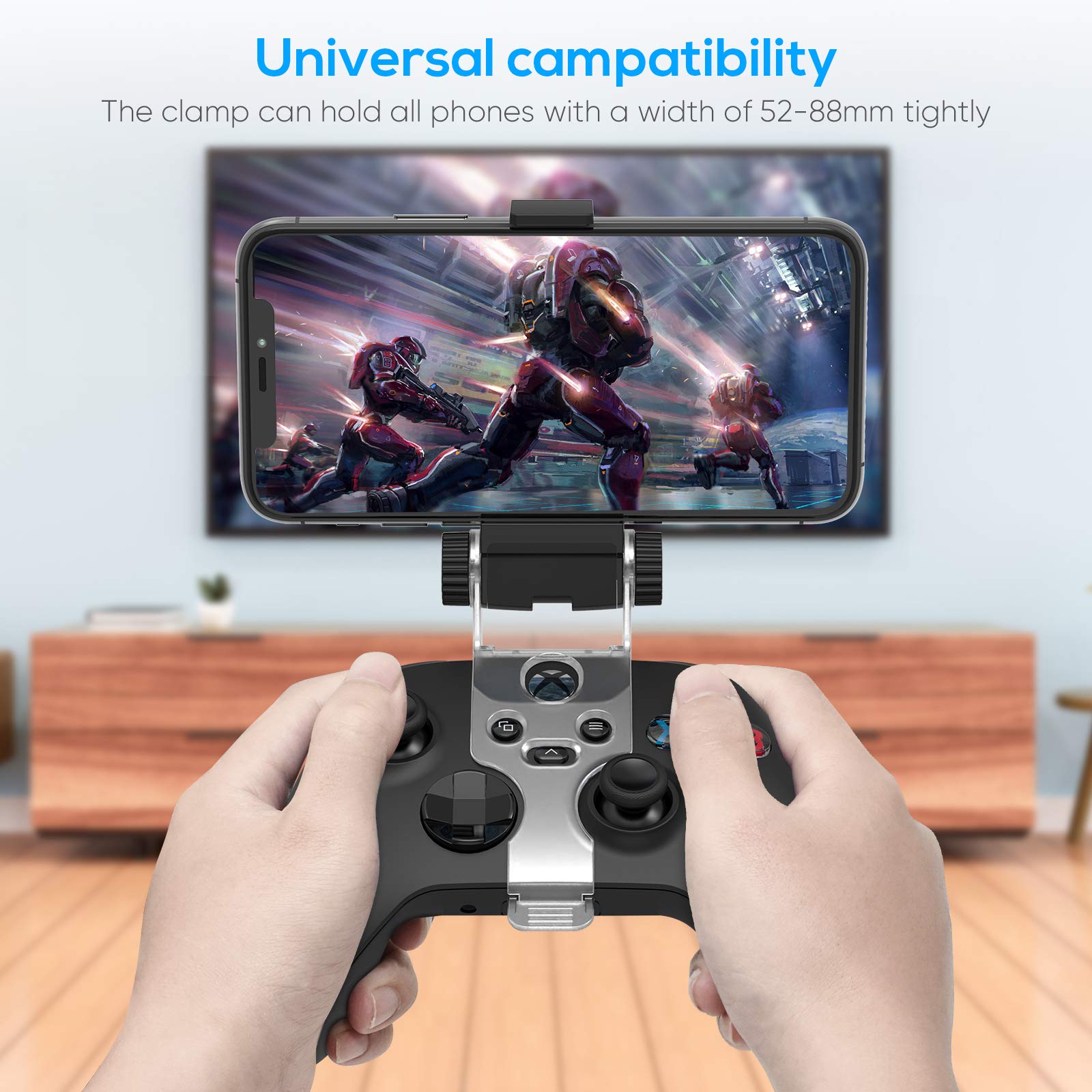 Controller Phone Mount for Xbox Series X|S -Auarte Xbox Core Controller Foldable Clip Mobile Phone Holder Clamp Adjustable Clip for Microsoft Xbox Series X|S/ Xbox One/One S/ One X Wireless Controller
