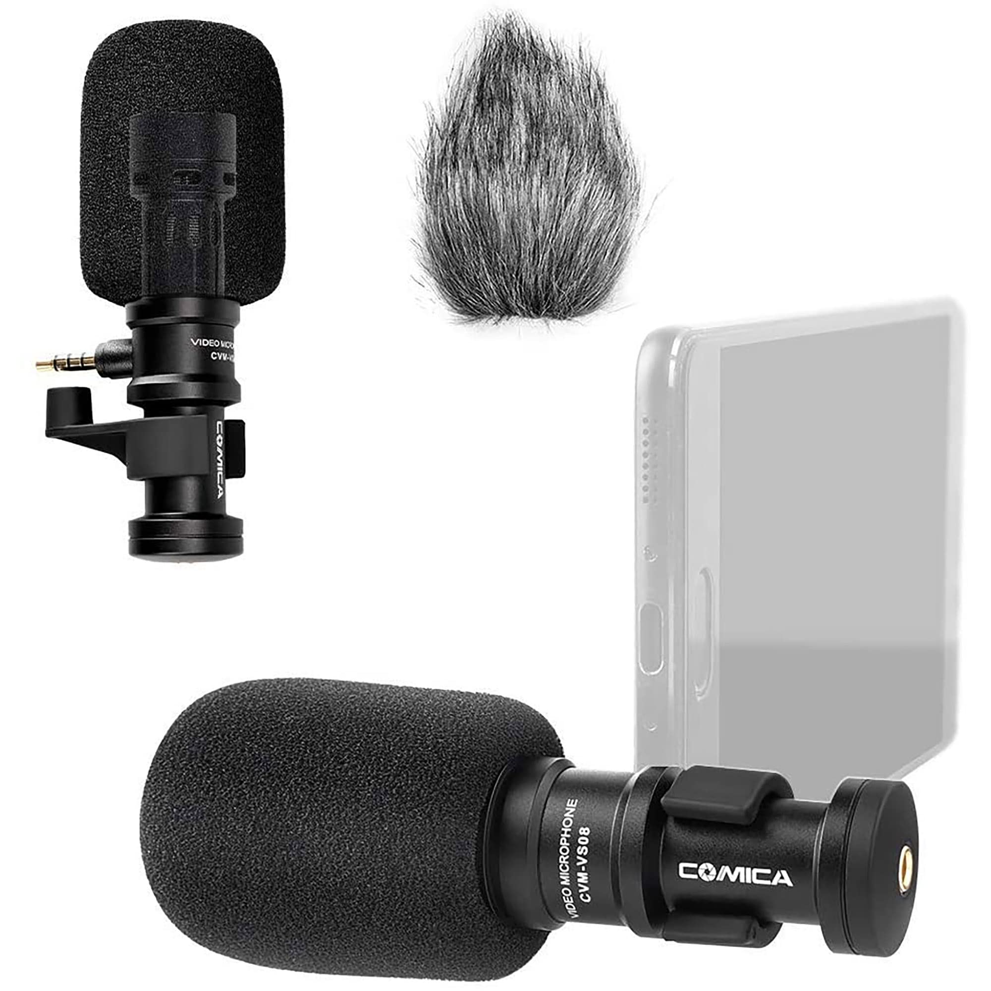 comica CVM-VS08 Professional Cardioid Video Shotgun Microphone, 3.5mm-Trrs Mic for iPhone iPad Samsung Huawei Android Smartphones, Perfect for Video Recording