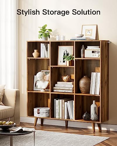Pipishell Bookshelf, 6-Tier Bookcase with Storage Drawer & Pipishell 9-Cube Bookshelf