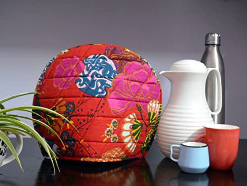 Marusthali Handmade Tea Cozy, Cotton Vintage Decorative Tea Cosy, Country Style Floral Tea Cozies for Teapot Keep Warm Double insulated Kettle Cover (red fruit pattern)