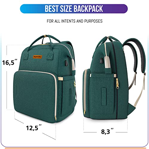 SAYONEYES Baby Diaper Bag Backpack with Portable Changing Pad - Multifunction Diaper Backpack with USB Charging Port - Stroller Straps, Large Capacity and Waterproof Unisex Baby Bag (Green)