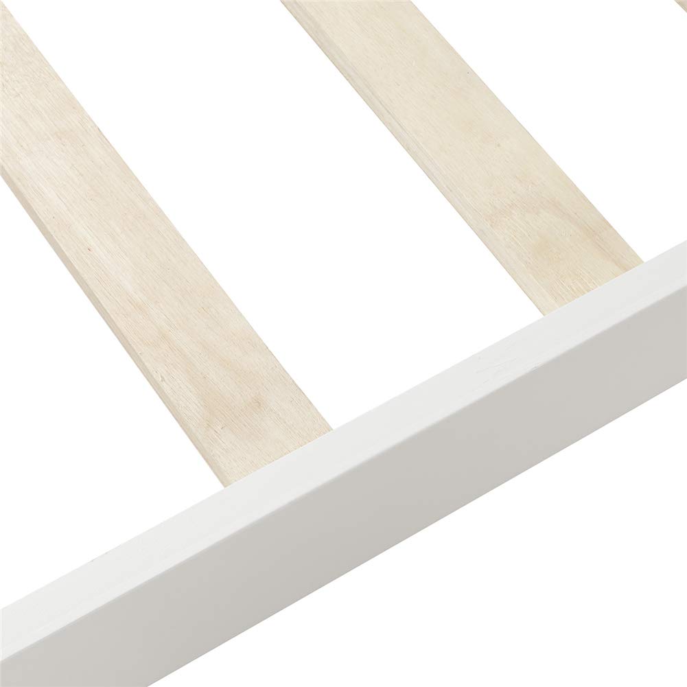 CJLMN Wood Bed Frame Twin Size Platform Bed with Headboard Footboard Wooden Slat Support Mattress Foundation Bedroom Furniture (White)