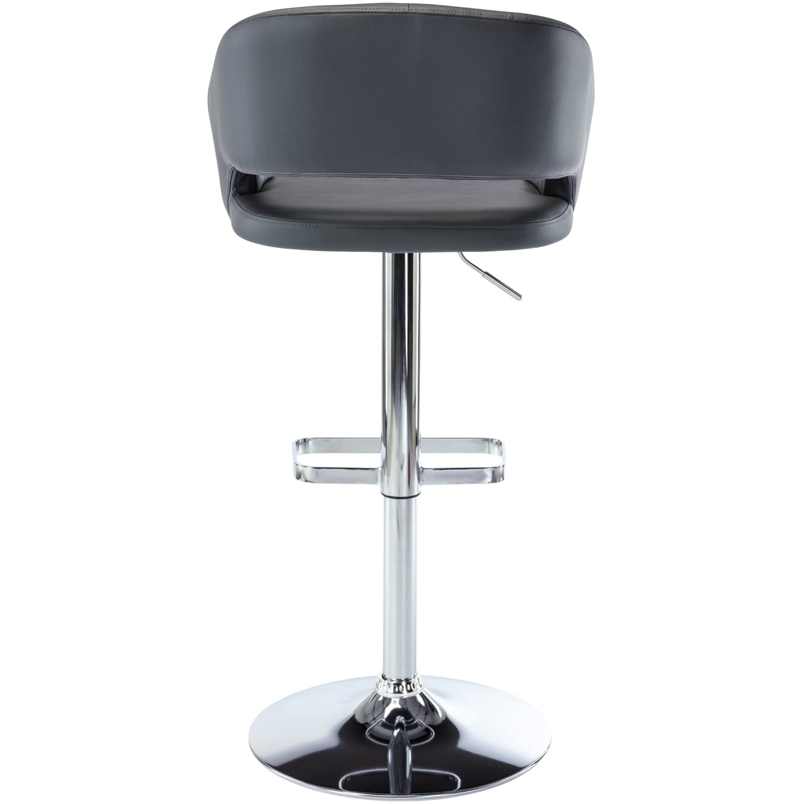 Vogue Furniture Direct Adjustable Bar Stool with Hollow Back and Arms, Modern PU Leather Swivel Barstool, Airlift Counter Height Bar Chair for Kitchen Dining Room (Grey)