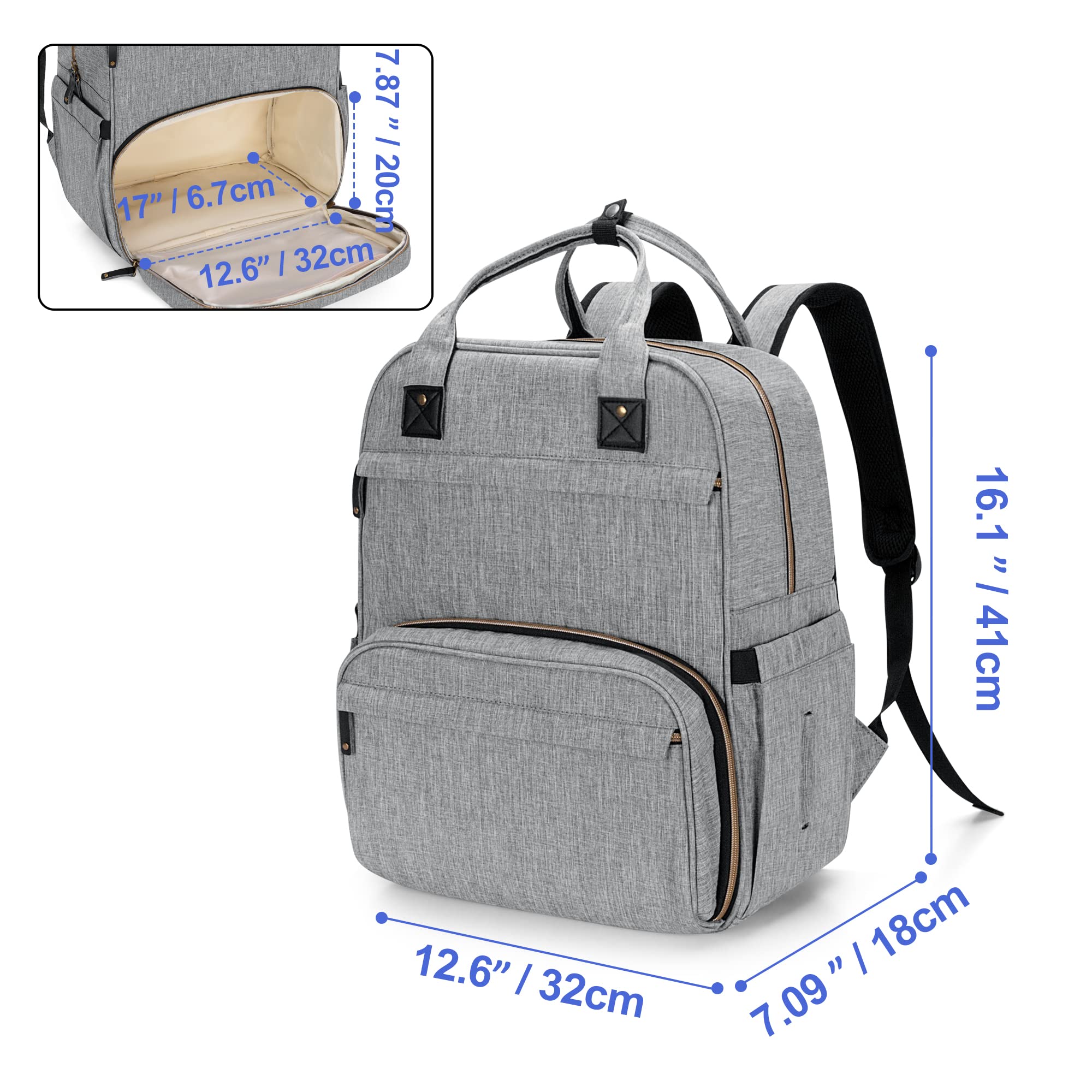 Fasrom Breast Pump Bag Backpack for Working Moms, Pumping Carrying Bag with Laptop Sleeve, Gray (Empty Bag Only)