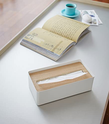 YAMAZAKI home Rin Tissue Case with A Lid, Natural, Short