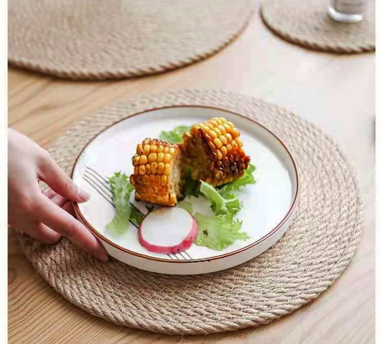 Round Jute Placemats, Woven Braided Place Mats, Natural Farmhouse Table Placemats for Dining Table, 11.8 inch