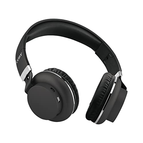 Coby Wireless On-Ear Headphones Bluetooth 5.3 Virtual Assistant Support Portable Folding with Microphone, Music and Call Controls, FM Radio, 6 Hour Battery Life, 33 Feet / 10 Meter Range (Black)