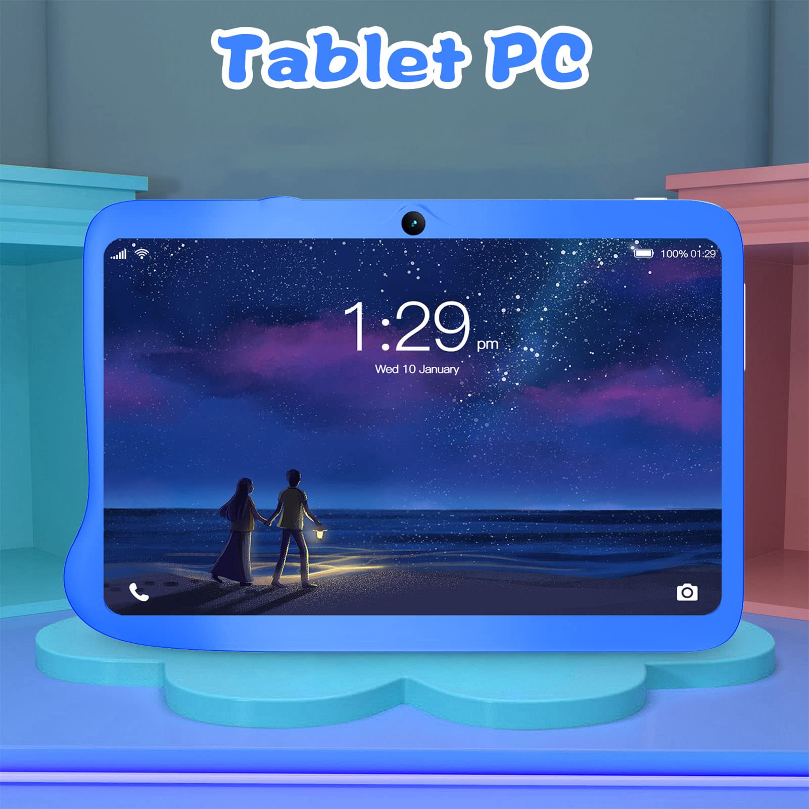 HD Tablet, US Plug 100240V 7in 1960x1080 IPS Kids Tablet 2.4G 5G WiFi for Reading for 10.0 (Blue)