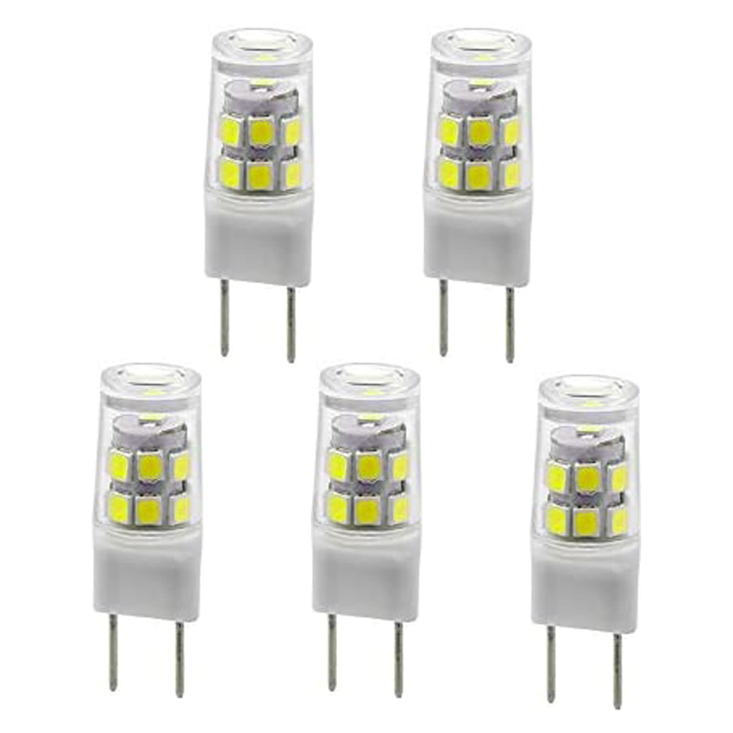 New G8 LED Light Bulb, G8 GY8.6 Bi-pin Base, 3W 120V 20W 35W Halogen Replacement Bulb for Under Counter Kitchen Lighting, Under-Cabinet Light, Puck Light (5-Pack) (White Color)