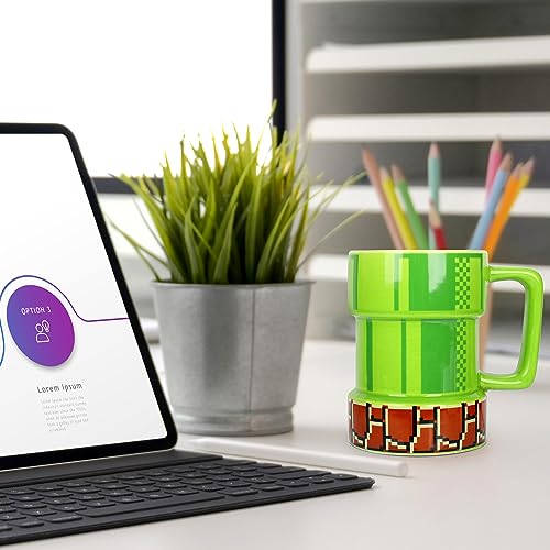 Kriymd Gamer Pipe Ceramic Tea Coffee Cup Mug Collectible 15 Oz Ounces (Warp Pipe Mug) Kid Birthday Party Gift