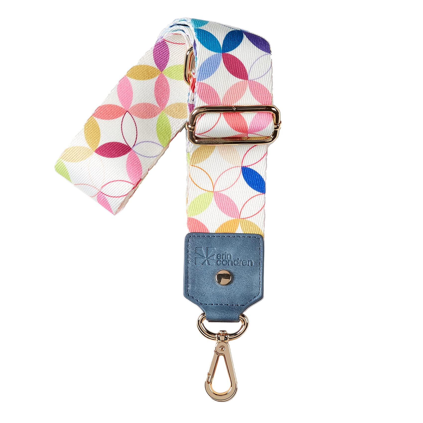 Crossbody Stadium Bag - Clear with Mid Century Circles Interchangeable Strap, Standard Stadium Size, Reusable Shoulder Bag, Includes Vegan Leather Trim & Gold Metal Hardware, by Erin Condren