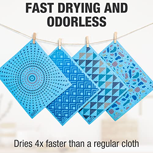 Eparé Swedish Dish Cloths & Cellulose Sponge Cloth - 8 Pack Blue Reusable Dish Cloth - Disposable Dish Cloths for Washing Dishes - Washable Swedish Dish Clothes - Sponge Cloths Kitchen Reusable