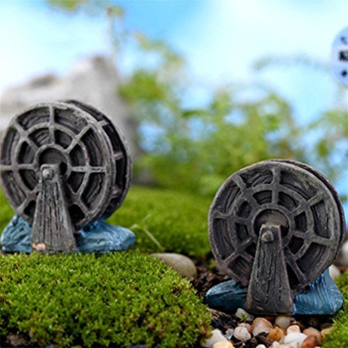 Floralby Fairy Garden Ornament, 2 Pcs Miniature Waterwheels Micro Landscape Bonsai Fish Tank DIY Decor