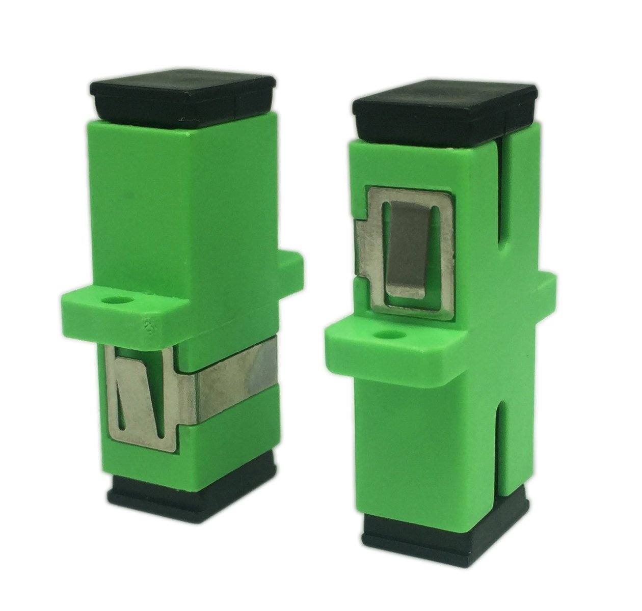 CERRXIAN SC Singlemode Fiber Optic Adapter SC Female to SC Female APC Simplex Single Mode Fiber Optical Coupler Network Internet Connector Adapter with Mount Panel (Green 5-Pack)