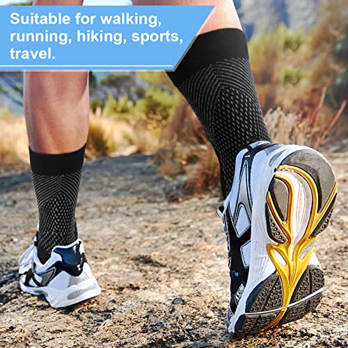 Plantar Fasciitis Support Brace, Night Splint and Compression Socks Kit Orthotics Drop Foot Brace Day and Night with Stretching Straps for Pain Relief