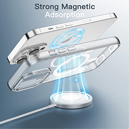 JETech Magnetic Case for iPhone 13 Pro Max 6.7-Inch Compatible with MagSafe Wireless Charging, Shockproof Phone Bumper Cover, Anti-Scratch Clear Back (Clear)