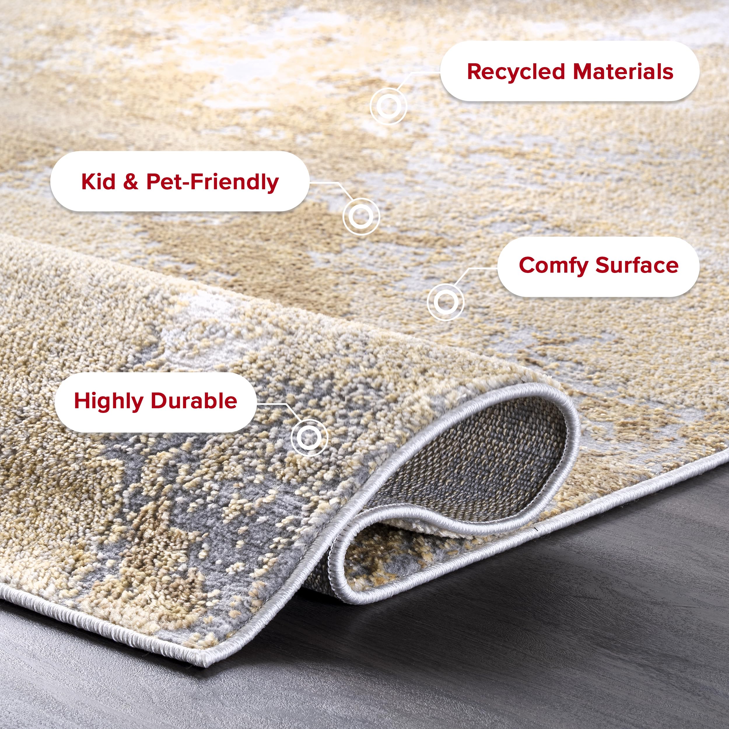 nuLOOM Cyn Contemporary Abstract Area Rug, Oval 4x6, Gold
