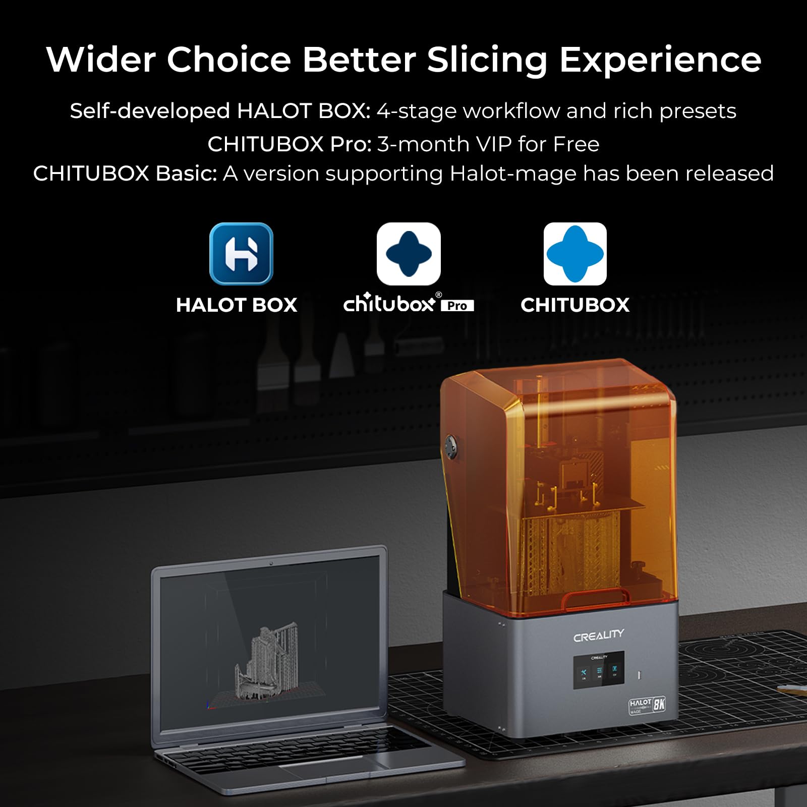 Creality Resin 3D Printer Halot-Mage, 8K Resolution 10.3" Monochrome LCD UV Photocuring Resin Printer with High-Precision Integral Light Fast Print Dual Z-axis Rails Larger Print Size 8.97x5.03x9.05in