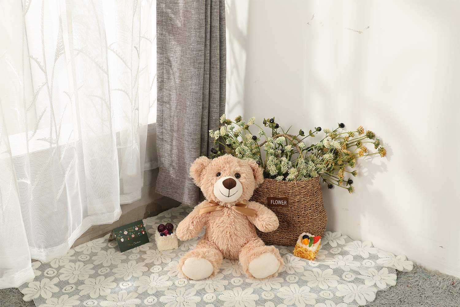 Toys Studio 3-Pack Teddy Bear, 3 Tan Cute Plush Stuffed Animals, 13.8 Inch Teddy Bears for Kids Boys Girls, Light Brown