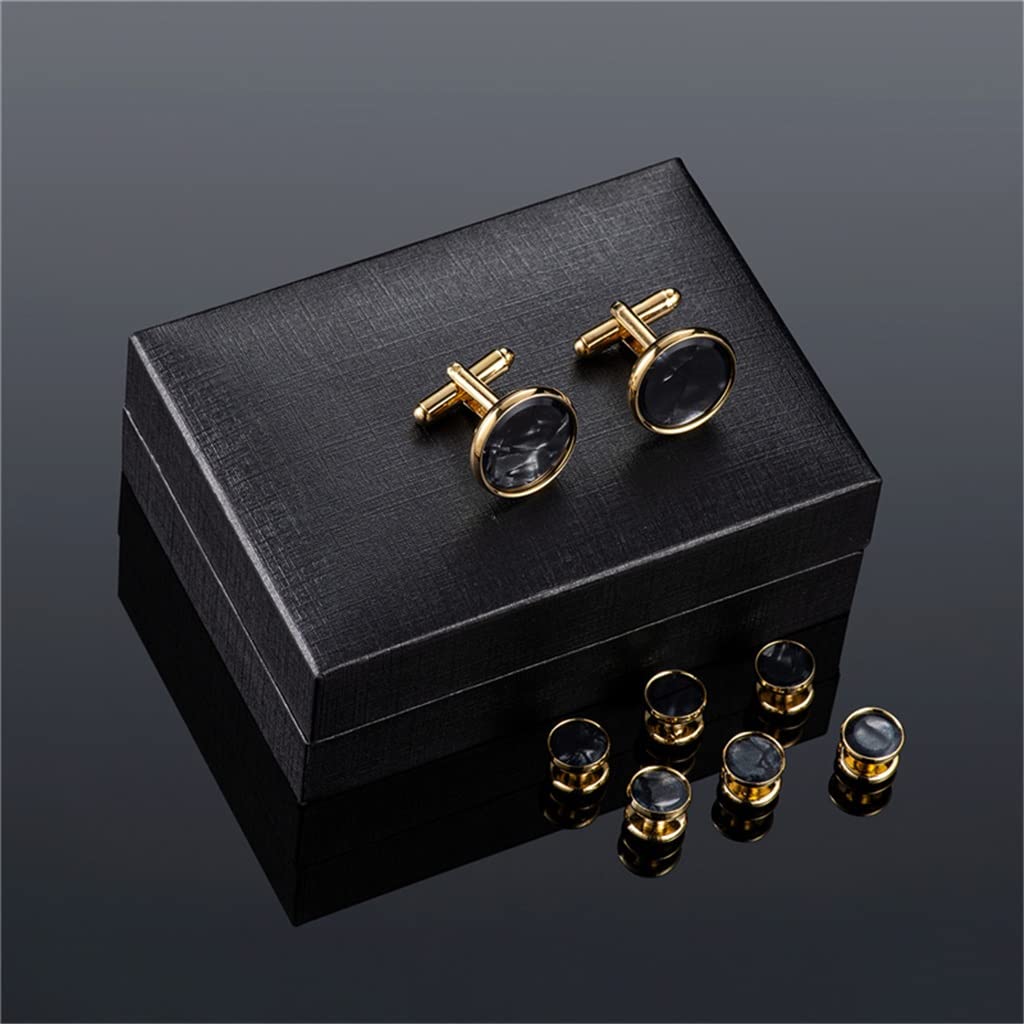 EODNSOFN Man Shirt Cufflinks Cufflink Shirts Studs Button and Cufflinks for Mens Wedding Man Cuff Link Set Tie Clips