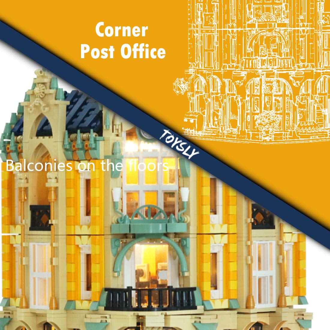 TOYSLY Street Corner Post Office MOC Building Blocks and Engineering Toy, Construction Set to Build, Model Set and Assembly Toy for Teens and Adult 4004Pieces