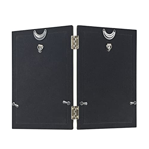 Quality Modern Shiny Silver Plated Contemporary 5" x 7" Double Hinged Picture Frame - Black Velvet Backing and Lacquer Coated