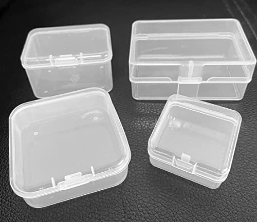 Pcxino 40 Pack 4 Size Small Clear Storage Box,Clear Plastic Beads Storage Containers Box with Hinged Lid for Small Items and Craft Projects