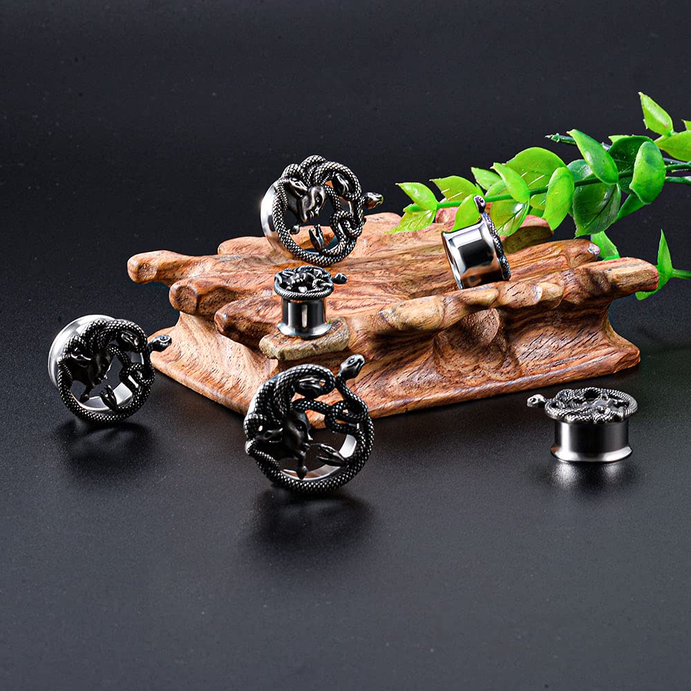 COOEAR 1 Pair Flesh Ear Gauges Piercing Plugs Tunnels Snake Earrings Stretchers Expander Men Women Gift Body Jewelry.