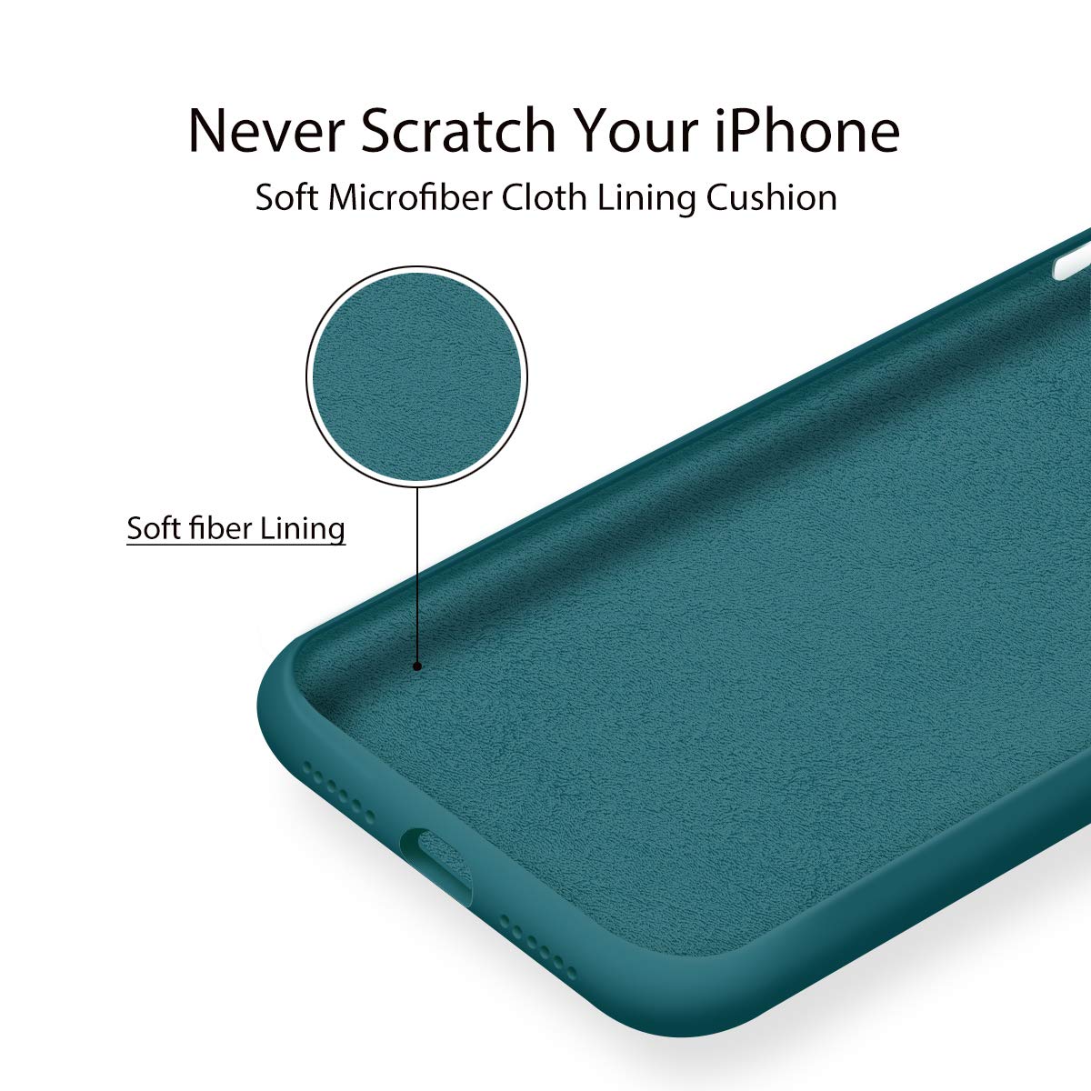 cillen Case for iPhone X/iPhone Xs 5.8 inch Liquid Silicone Gel Rubber Phone Case, Full Body Slim Soft Microfiber Lining Cushion Shockproof Protective Case (Blackish Green)