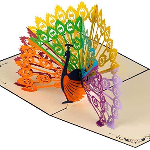 Peacock Pop Up Birthday Card by DEVINE Popup Cards | Happy Wedding Anniversary Card for Husband Wife Boyfriend Girlfriend | Romantic Valentines 3D Cards for Her Him Mothers Day Gifts Mom Love Bird