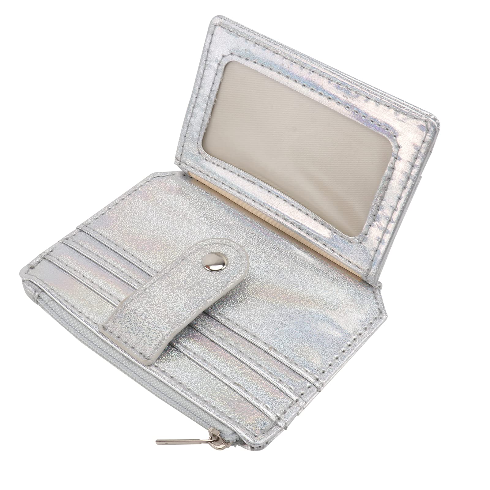 TENDYCOCO Money Clip with ID Window Hologram Card Holder Slim Coin Wallet for Women Girls