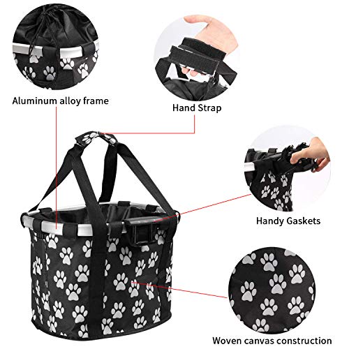 CZXJKKL Bike Basket, Foldable Small Pet Cat Dog Carrier Front Removable Bicycle Handlebar Basket Quick Release Easy Install Detachable Cycling Bag Mountain Picnic Shopping
