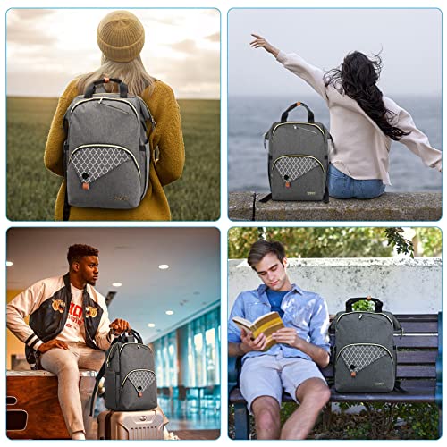Kuosdaz Backpack for Women and Men, College Backpack Computer Bag, 15.6 Inch Fashion Laptop Bag with USB Charging Port, Wide Open Large Water Resistant Nurse Back Pack, Travel Daypack, Grey