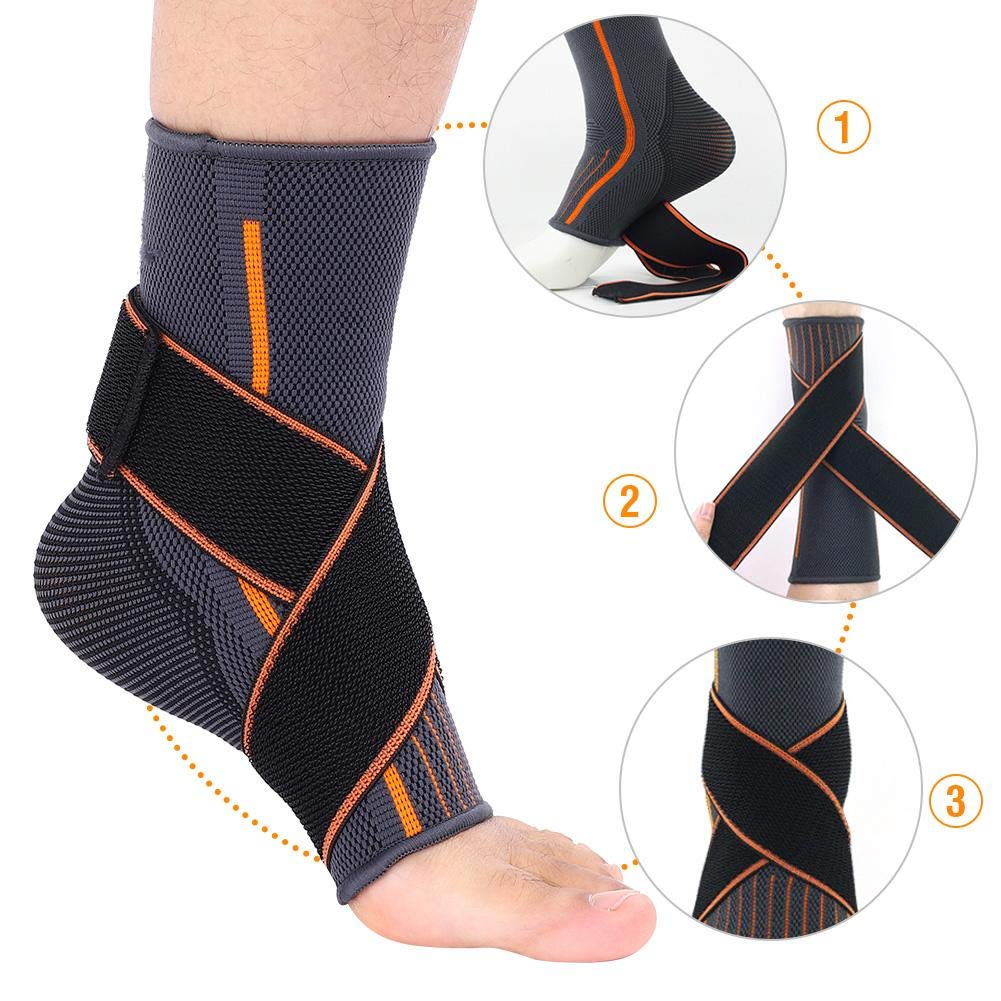 Compression Brace, Elastic Strap Ankle Wrap, Fascitis Pain Injury Recovery for Running for Basketball(Ladies' One Size (S))