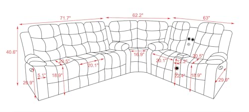 Kingway Inc Sofas, 4 Recliner Seat, White