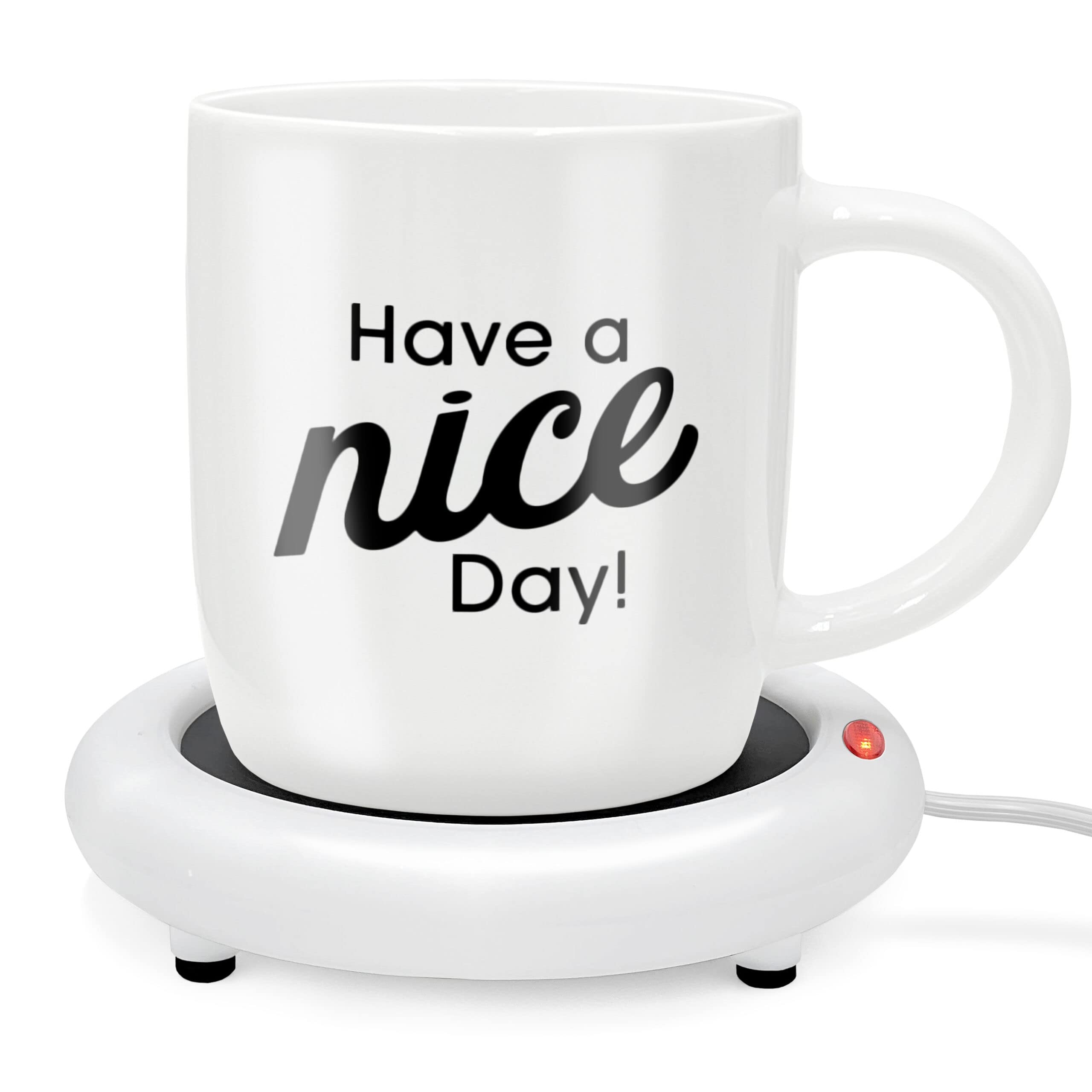 GALVANOX Funny Coffee Mug with Warmer Have a Nice Day Sarcastic Coffee Mug with Electric Heated Base - Novelty Christmas Gift Idea for Coworker/Coffee Lover, Men/Women (Gift Boxed)
