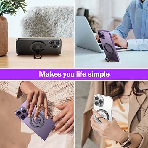 MagSafe Phone Grip, MagSafe Ring Holder Adjustable Kickstand Removable Magnetic Grip Compatible with Wireless Charging Only for iPhone 14 & 13 & 12 Series (Black)