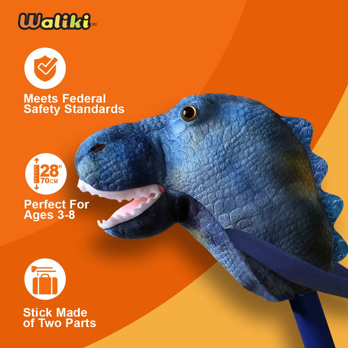 WALIKI Stick Horse Dinosaur T-Rex | Plush for Kids & Toddlers