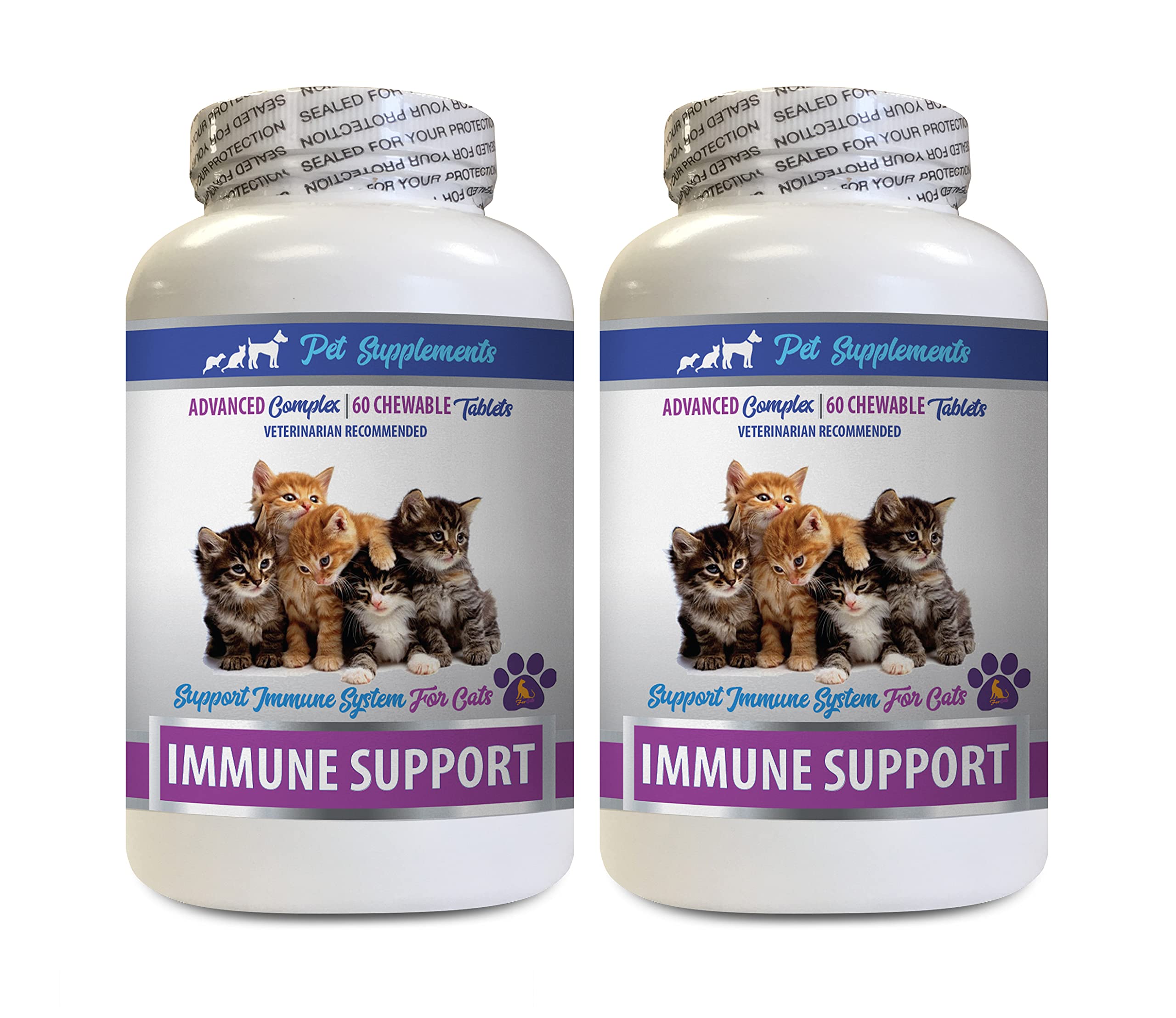 PET SUPPLEMENTS cat Immune Health - CAT Immune Support - Booster - Premium Complex - Treats - cat Skin and Coat - 2 Bottle (120 Chews)
