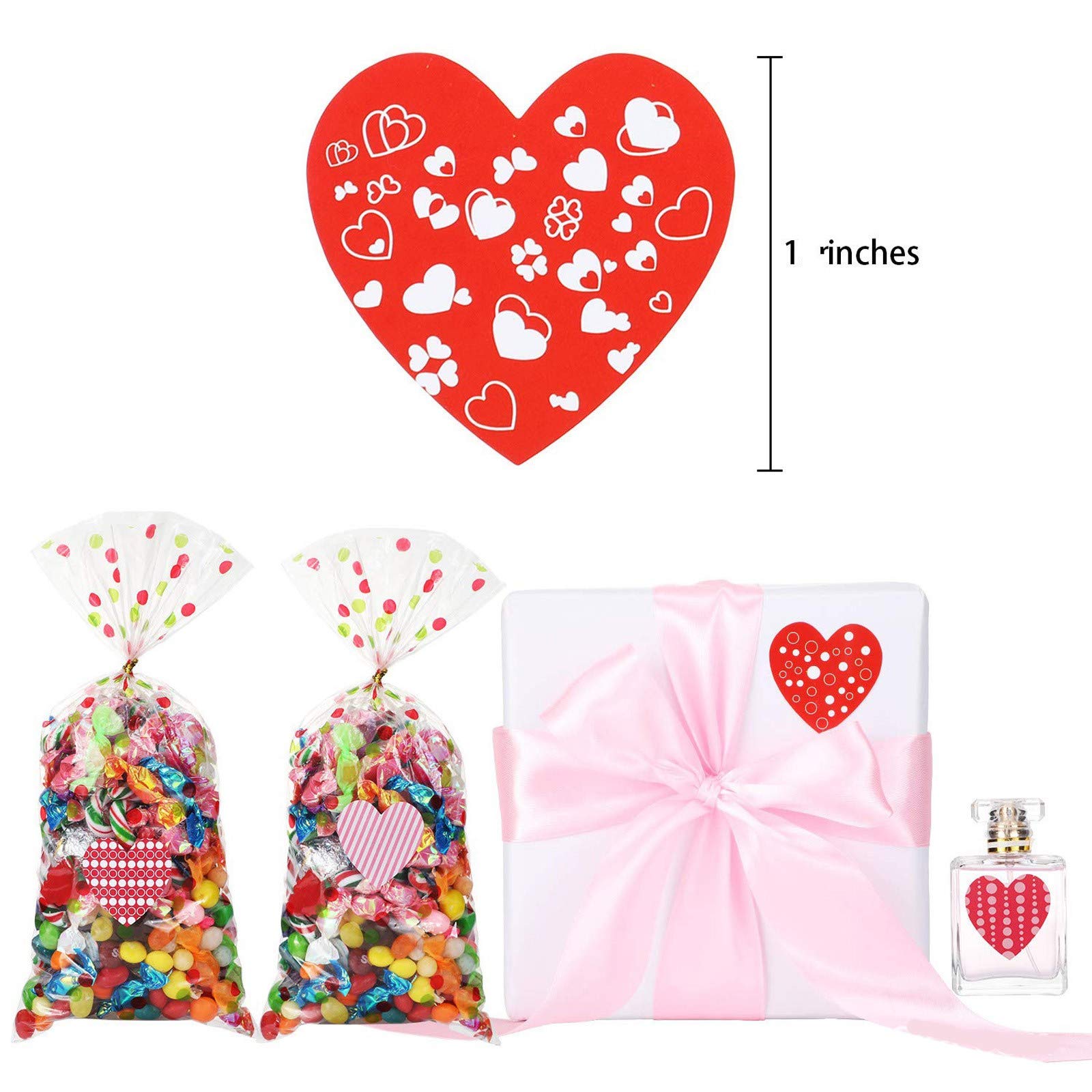 Graywhsky Envelope Sticker 1 Roll 500 Pcs Valentine Day Gift Greeting Card Sealing Sticker Various Patterns Heart Tape 1 Inch Game Sticker (B-d, One Size)