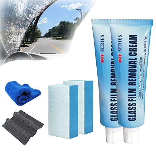KCRPM Car Glass Oil Film Cleaner, Glass Film Removal Cream, Car Windshield Oil Film Cleaner, Car Glass Oil Film Cleaner Safety And Long-Term Protection (2pcs-20g)