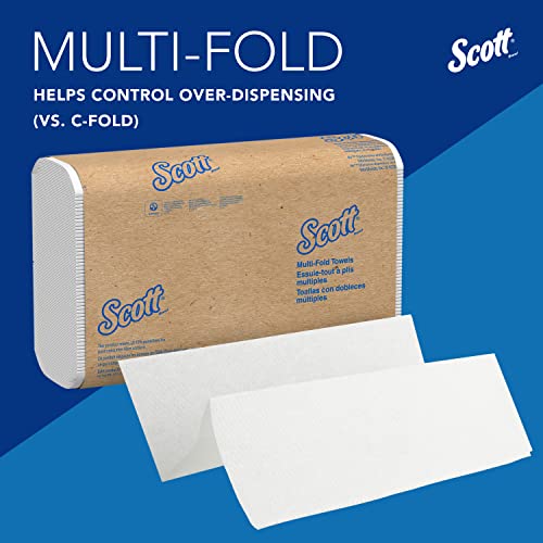 Scott® Multifold Paper Towels (03650), with Absorbency Pockets™, 9.2" x 9.4" sheets, White, Compact Case for Easy Storage, (250 Sheets/Pack, 12 Packs/Case, 3,000 Sheets/Case)