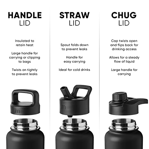 Simple Modern Water Bottle with Straw, Handle, and Chug Lid Vacuum Insulated Stainless Steel Metal Thermos Bottles | Large Leak Proof BPA-Free Flask for Gym, Sports | Summit Collection | 40oz, Riptide