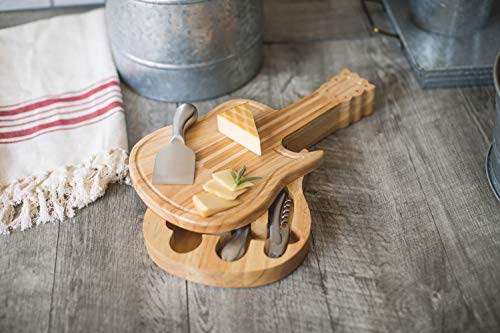 TOSCANA - a Picnic Time brand Guitar Cheese Board & Knife Set, Novelty Charcuterie Board Set with Cheese Knifes, Cheese Boards Charcuterie Boards, Serving Platter, (Bamboo)