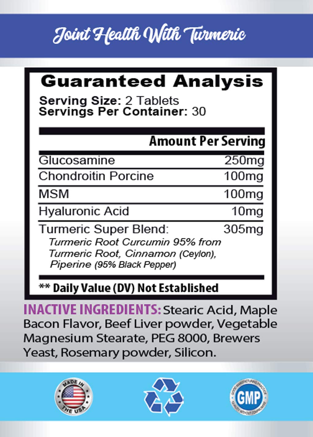 PET SUPPLEMENTS Dog Joint Formula - Turmeric Joint Health for Dogs - Advanced Formula for Joints - Dog Turmeric Chews - 2 Bottles (120 Tablets)