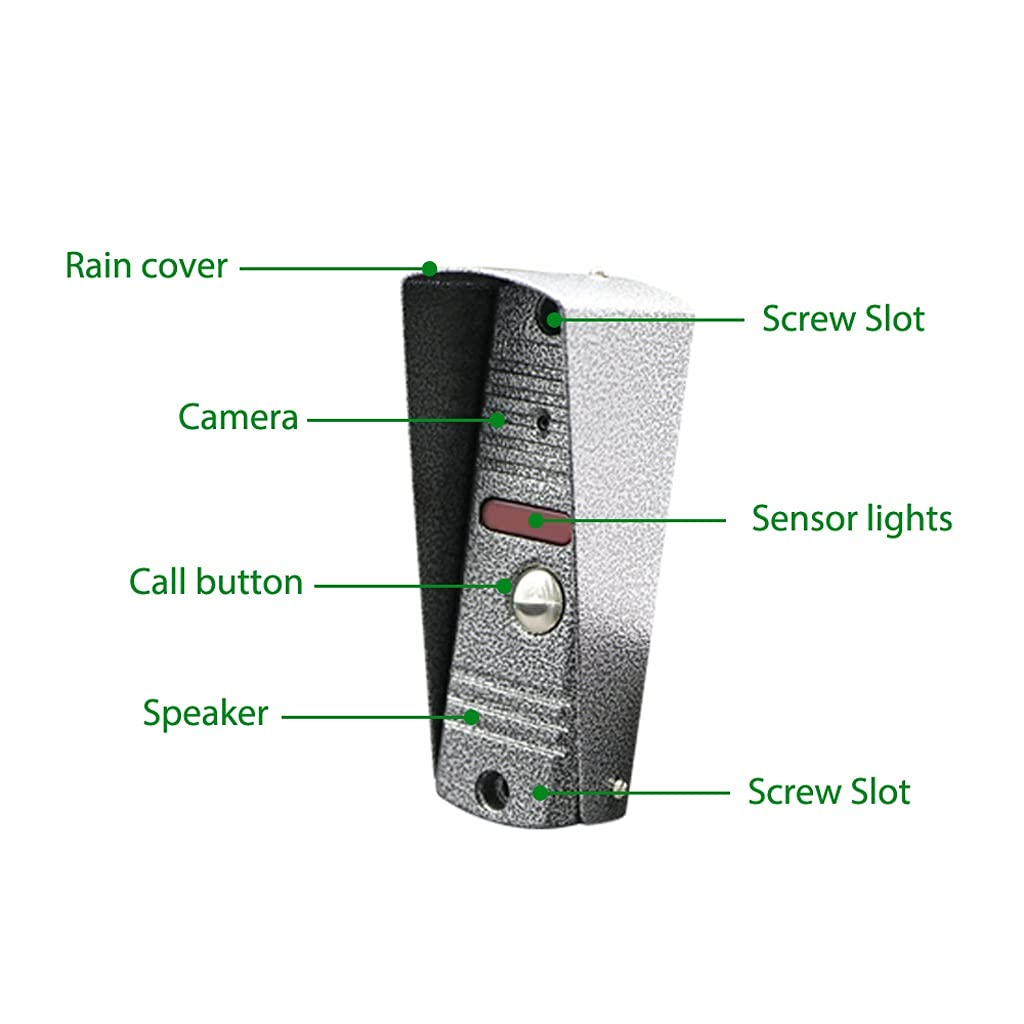 FBITE Video Door Phone Intercom System 7 Inch White Indoor Monitor Night Vision Rainproof Outdoor Doorbell